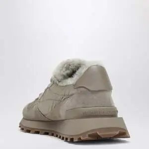 Brunello Cucinelli Runners Ice Sneakers In Suede And Techno Cotton