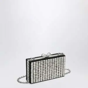 SELF-PORTRAIT Silver Crystal Mesh Clutch Bag