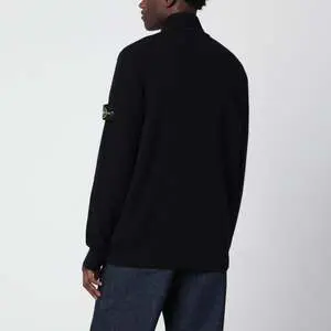 Stone Island Zip-up Sweater In Pure Wool