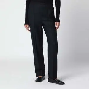 MAISON MARGIELA Straight Navy Virgin Wool Trousers - Blue