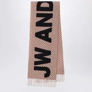 JW Anderson Chevron Wool-blend Scarf With Maxi Logo - Multicolor