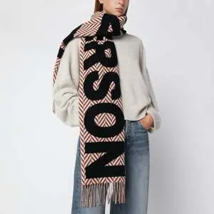 JW Anderson Chevron Wool-blend Scarf With Maxi Logo