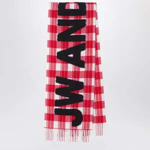 JW Anderson Tartan Wool-blend Scarf With Maxi Logo - Red