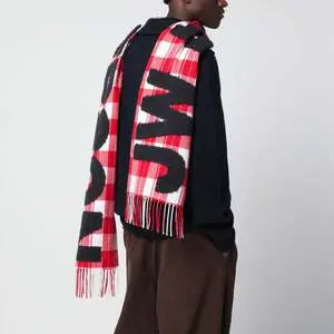 JW Anderson Tartan Wool-blend Scarf With Maxi Logo