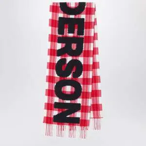 JW Anderson Tartan Wool-blend Scarf With Maxi Logo