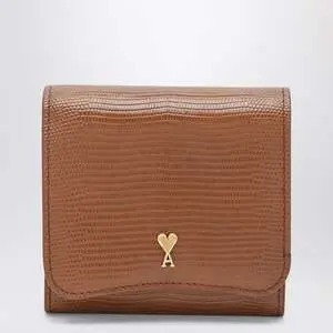 AMI Paris Cognac Paris Paris Compact Leather Wallet - Brown