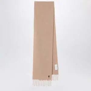 AMI Paris De Coeur Wool Scarf - Beige