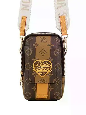 LOUIS VUITTON 2000-2026 Nigo Monogram Reverse Double Phone Pouch Crossbody Bag - Brown