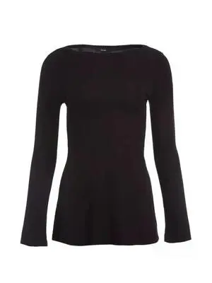 THE PARK Evelyn Boat-neck Long-sleeved T-shirt - Black