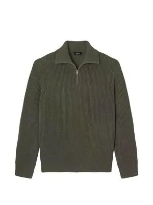A.p.c. Daniel Trucker Half-zip Sweater - Green