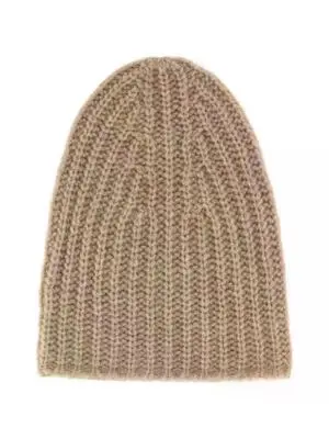 THE ROW Cappuccino Ribbed Beanie Hat - Neutrals