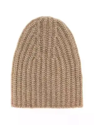 THE ROW Cappuccino Ribbed Beanie Hat