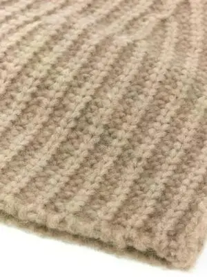 THE ROW Cappuccino Ribbed Beanie Hat