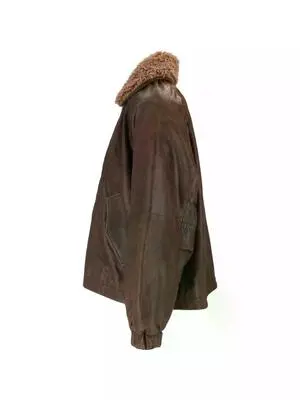 BULLY Shearling-collar Leather Jacket