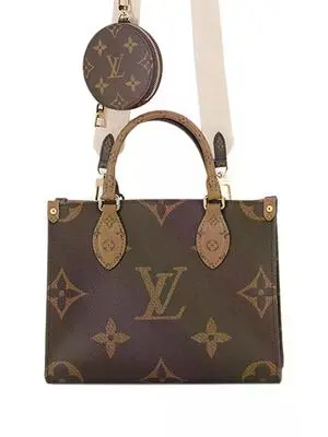 LOUIS VUITTON 2000-2026 Monogram Reverse Giant Onthego Pm Satchel - Brown