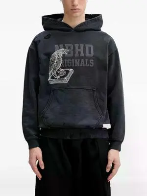 NEIGHBORHOOD Distressed Graphic-print Hoodie - Grey