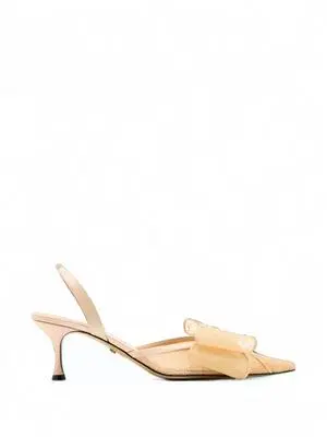 Mach & Mach Le Cadeau Lace Slingback Pumps - Neutrals