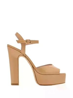 STUART WEITZMAN Reade Patent-leather Platform Sandals - Neutrals