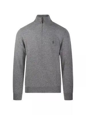Ralph Lauren Logo-embroidered Quarter-zip Sweater - Grey