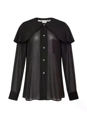 Comme Des Garçons Cape-panel Sheer Blouse - Black