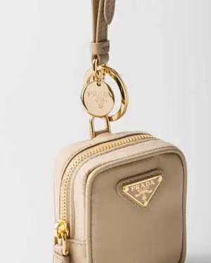 Prada Re-edition 1978 Re-nylon Mini-pouch With Keychain - Nude