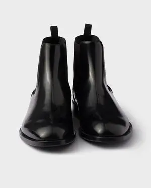 Prada Brushed Leather Chelsea Boots