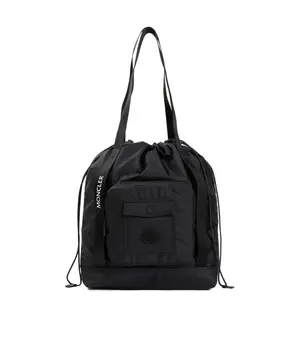Moncler Logo Patch Zip-up Shoulder Bag - Black