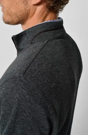 David Donahue Cotton Blend Quarter Zip Sweater - Heather Grey
