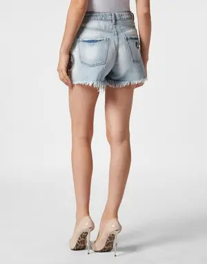 Philipp Plein Denim Shorts Tattoo