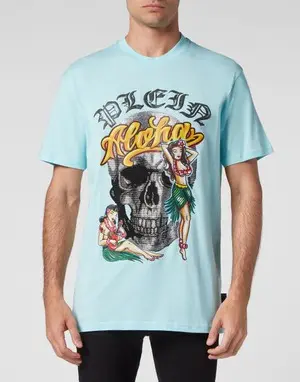 Philipp Plein T-shirt Round Neck Ss Hawaii - Lightblue