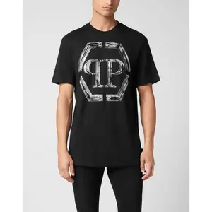 Philipp Plein T-shirt Round Neck Ss Strass Hexagon