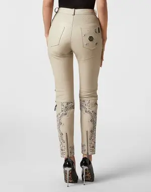 Philipp Plein Leather Trousers Paisley