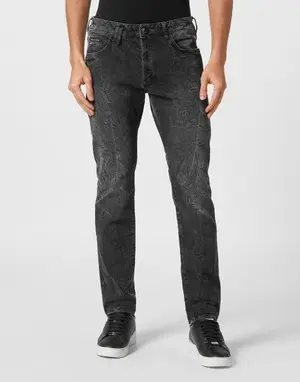 Philipp Plein Jeans Straight Cut Skull - Greymoon