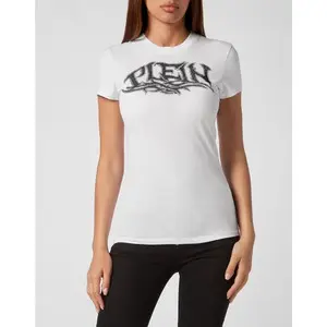 Philipp Plein T-shirt Round Neck Sexy Pure Fit Crystal - White