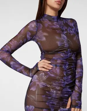 Philipp Plein Long-sleeve Mini Dress Flowers