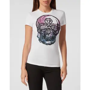 Philipp Plein T-shirt Round Neck Sexy Pure Fit Skull - White