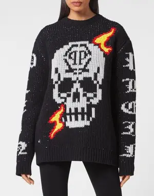 Philipp Plein Pullover Round Neck Skull - Black