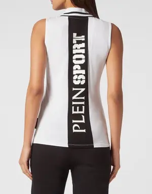PLEIN SPORT Sleeveless Polo Shirt - White