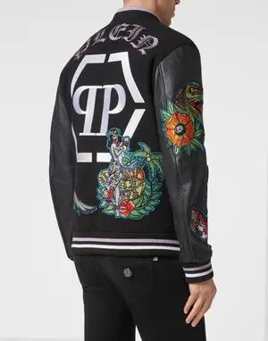 Philipp Plein Leather College Bomber Hawaii