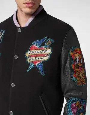 Philipp Plein Leather College Bomber Hawaii