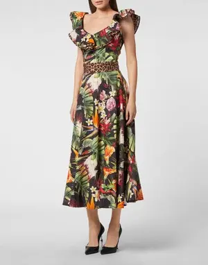 Philipp Plein Long Dress Flowers - Black/multicolored