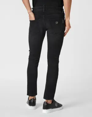 Philipp Plein Denim Trousers Skinny Fit With Python Inserts