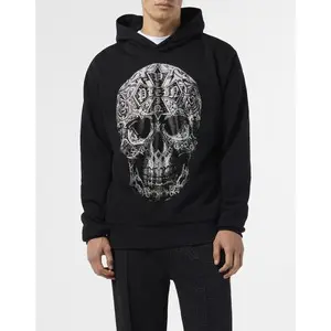 Philipp Plein Hoodie Sweatshirt Gothic Skull - Black
