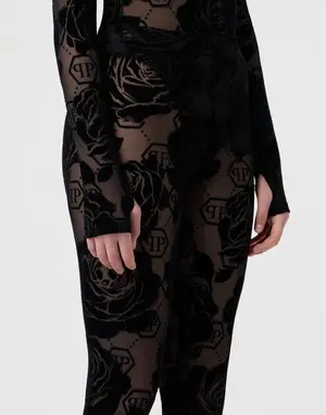 Philipp Plein Tulle Leggings Flock Flower Monogram