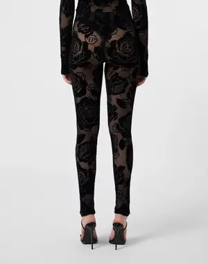 Philipp Plein Tulle Leggings Flock Flower Monogram