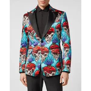 Philipp Plein Satin Blazer Lord Fit Love Tattoo