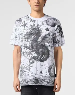 Philipp Plein Round Neck T-shirt All-over Zodiac - White