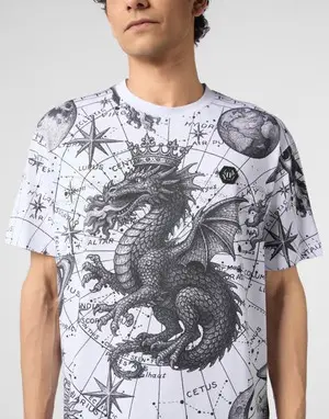 Philipp Plein Round Neck T-shirt All-over Zodiac - White