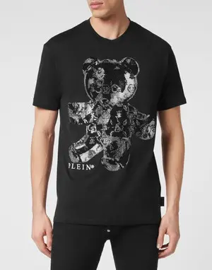 Philipp Plein T-shirt Round Neck Ss Teddy Glass - Black