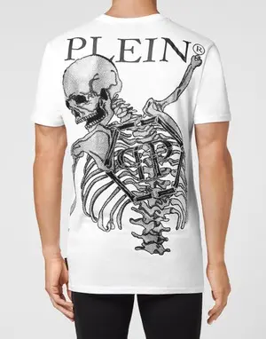 Philipp Plein T-shirt Round Neck Ss Skeleton With Crystals